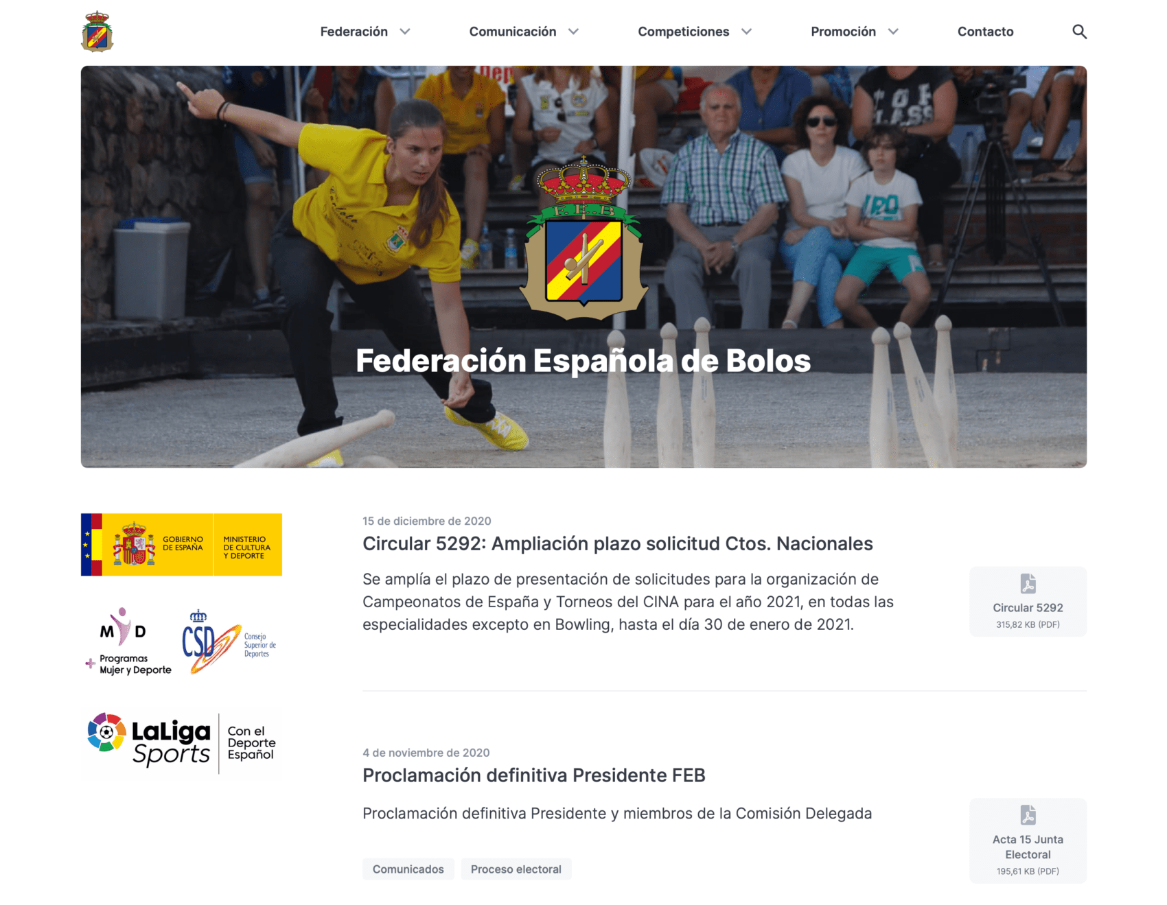 La Federación Española de Bolos estrena nueva web - Federación Española ...